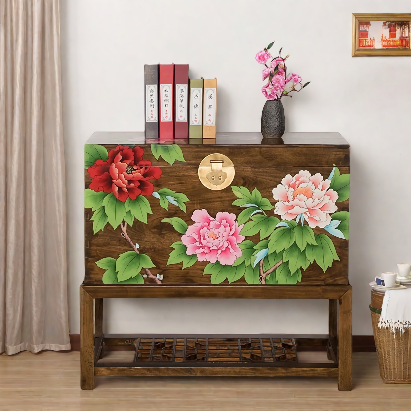 HUGESTO Painted Camphor Solid Wood Large Accent Trunk | Wayfair