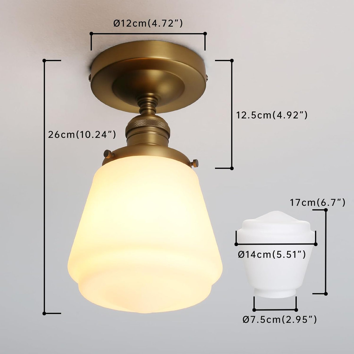 Rosdorf Park Vintage Style Semi Flush Mount Ceiling Light With Milk ...