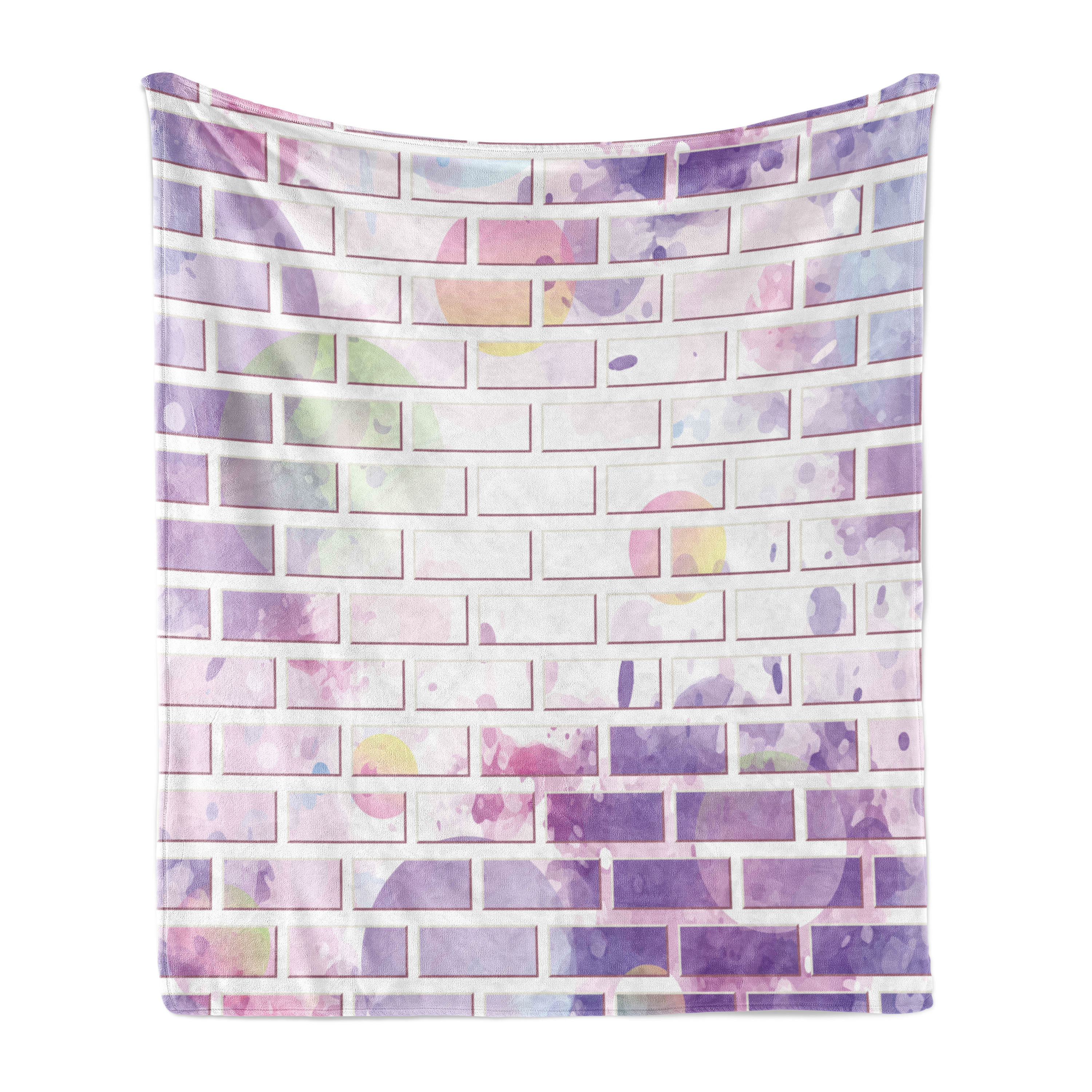 Ambesonne Violet Fleece Throw Blanket Vector Graffiti Brick Violet and ...