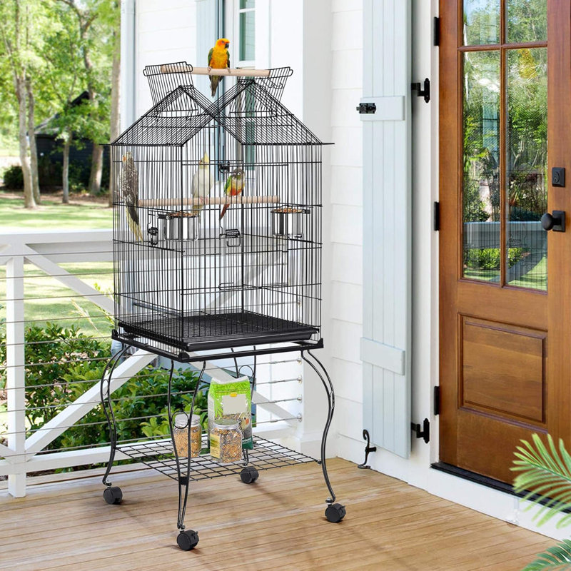 Archie & Oscar™ 57-Inch Rolling Open Top Roof Bird Cage | Wayfair
