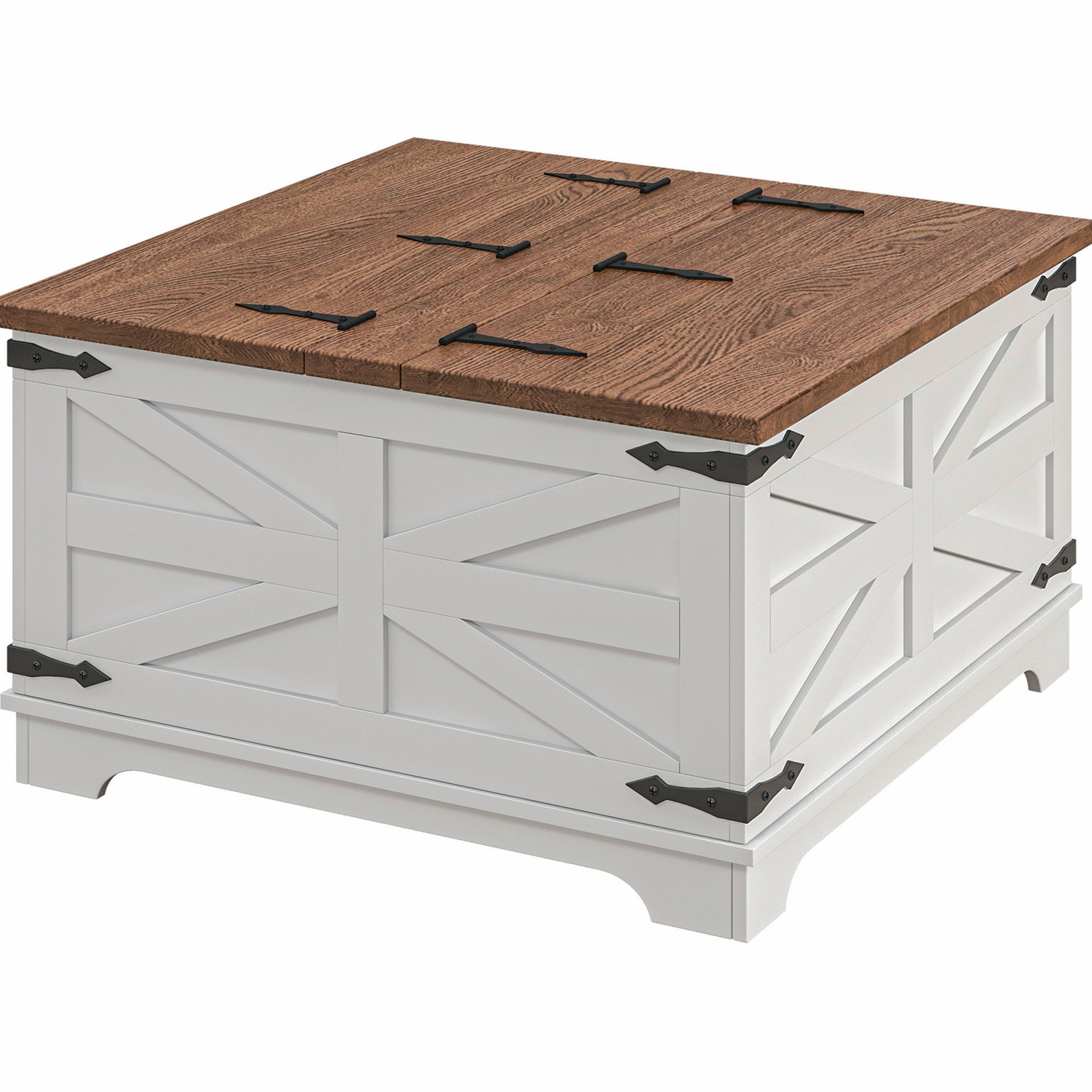 August Grove® Tempered Glass Top Square Double-Layer Coffee Table with ...