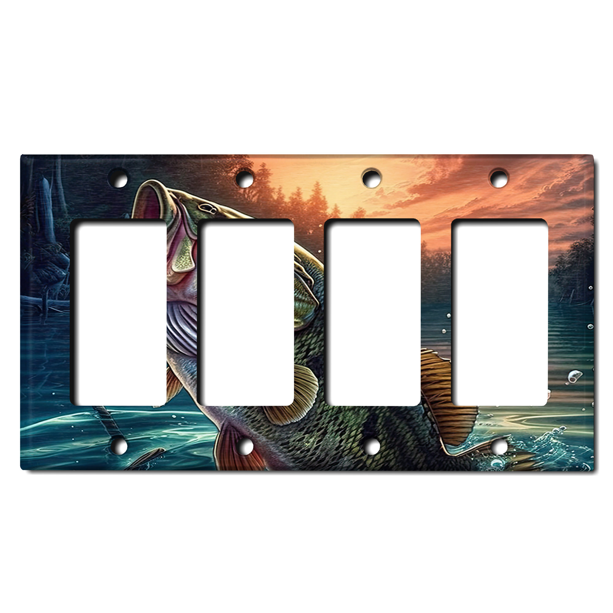 WorldAcc Metal Light Switch Plate Outlet Cover (Fishing Sea Bass River ...