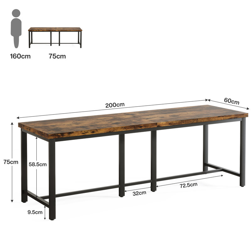 Blue Elephant Jameah 200cm Double Computer Desk, Extra Long 2 Person ...