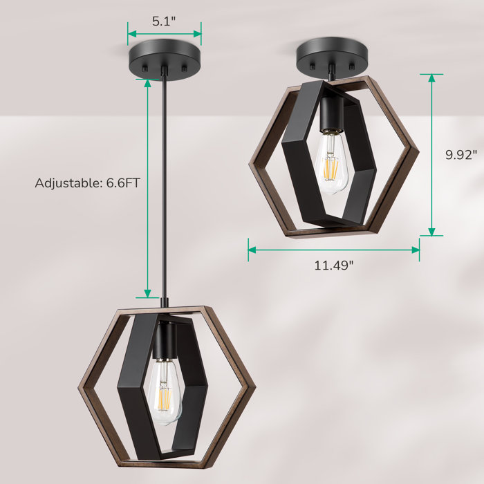 George Oliver Estyn 1 - Light Brown/ Black Pendant & Reviews | Wayfair