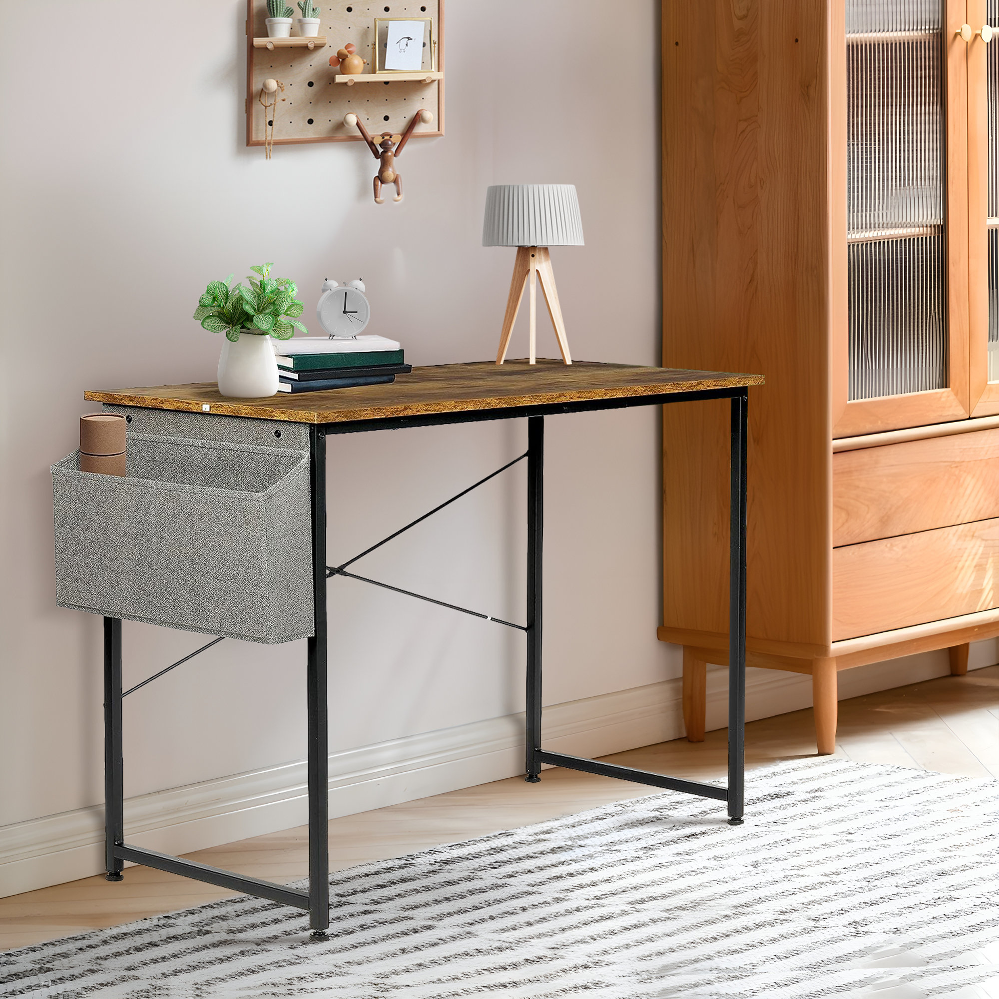 17 Stories 40 Inches Metal Frame Computer Office Desk Writing Desk With ...