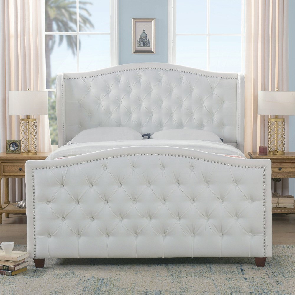 Everly Quinn Marcella Upholstered Shelter King Headboard Bed Set ...