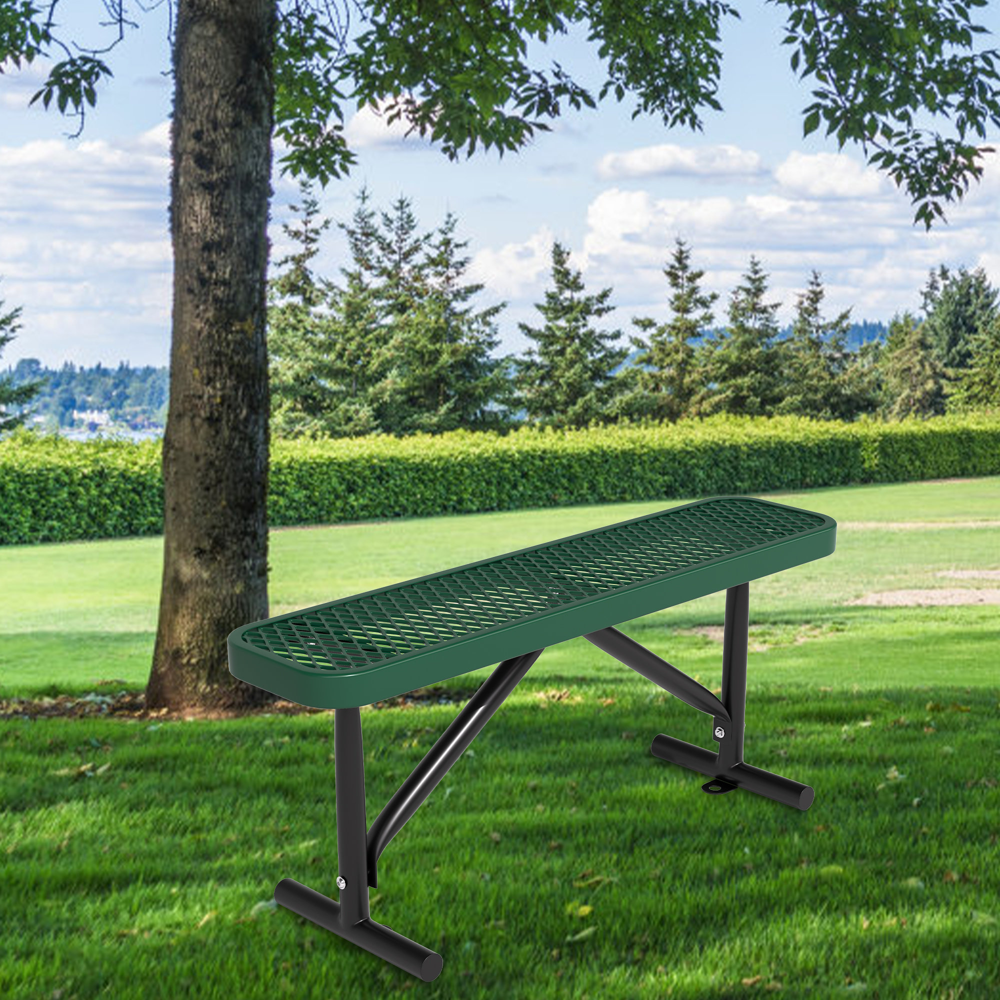 Arlmont & Co. Outdoor Steel Thermoplastic Coated Garden Bench, Picnic ...