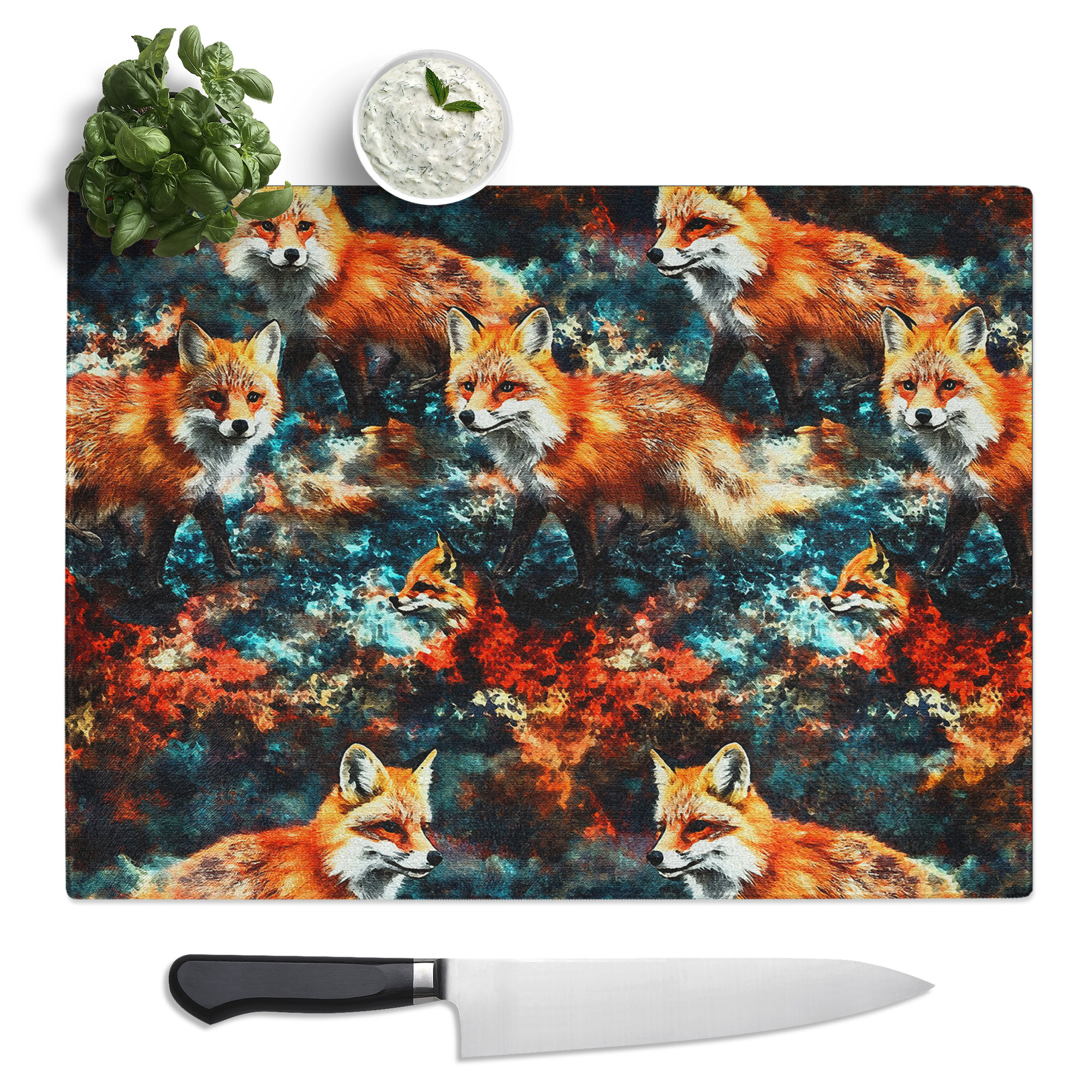 17 Stories Fox Pattern Vol.2 Glass Chopping Board | Wayfair.co.uk