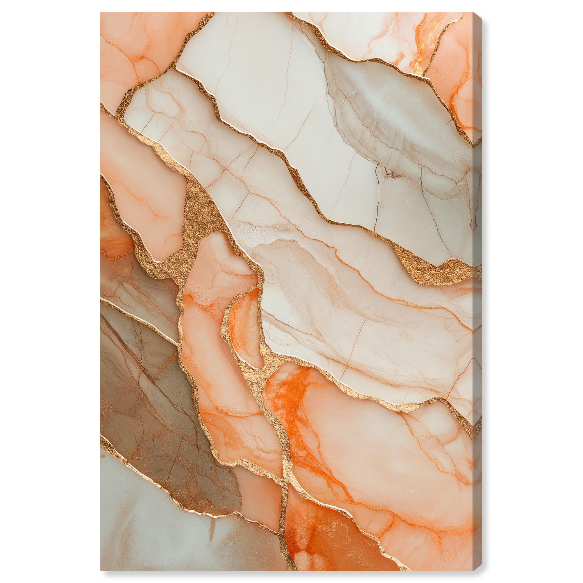 Everly Quinn Peach Agate Flow Canvas Elegant Abstract Art by | Wayfair