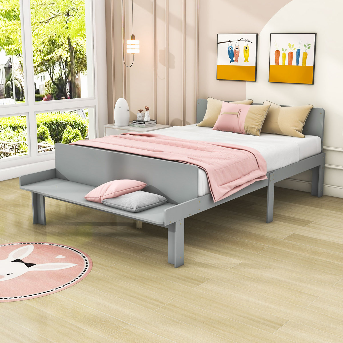 Latitude Run® Wood Bed with Footboard Bench | Wayfair