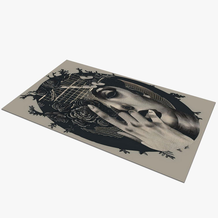 Ivy Bronx Black Gray Woman Face Abstract Decorative Area Rug | Wayfair ...