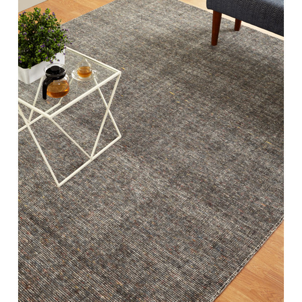 George Oliver Beckwith Handmade Flatweave Wool/Silk Grey Area Rug ...