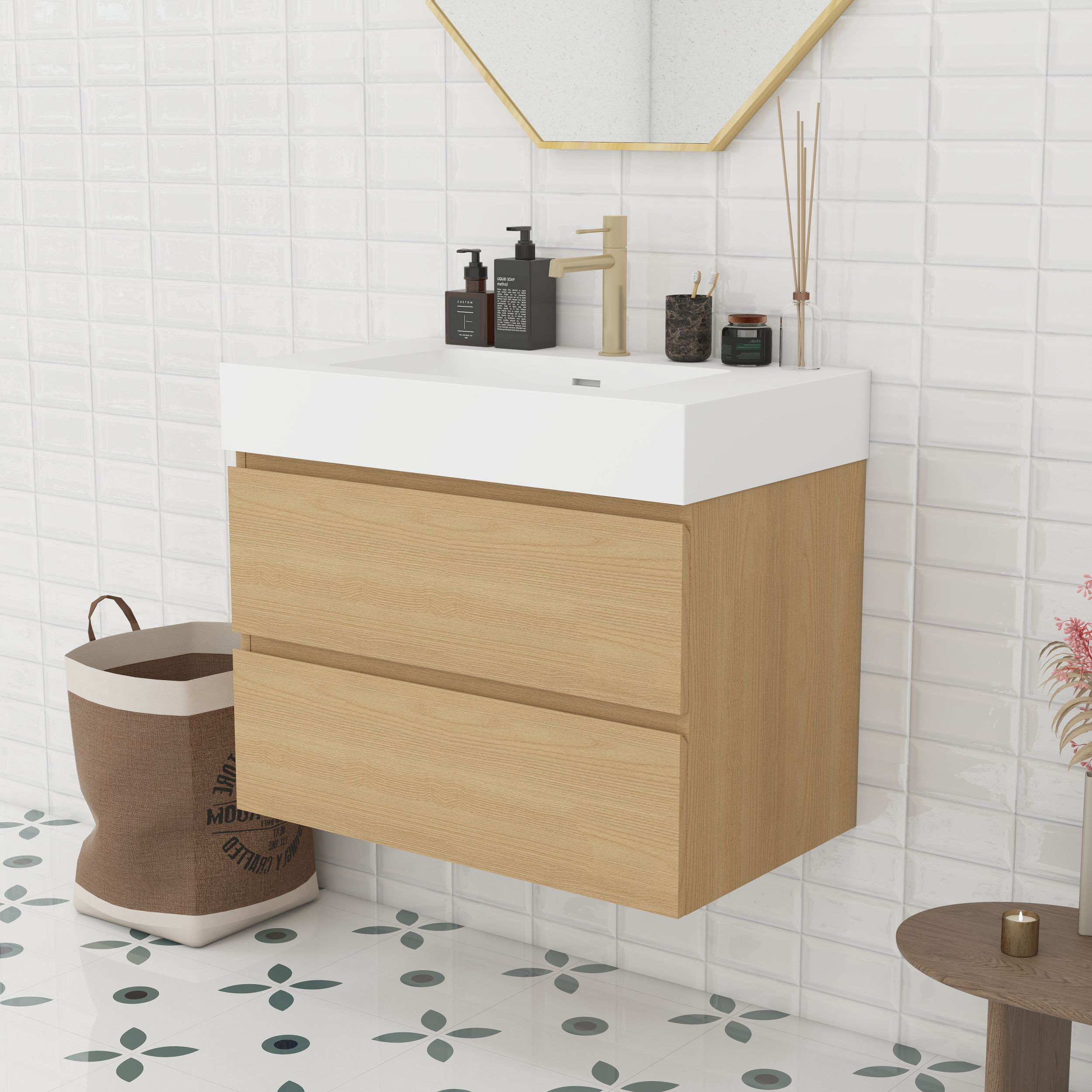 Latitude Run® Floating Design Large Storage Bathroom Vanity | Wayfair