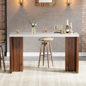 Wrought Studio™ Counter Height Dining Table With Faux Marble Finished ...