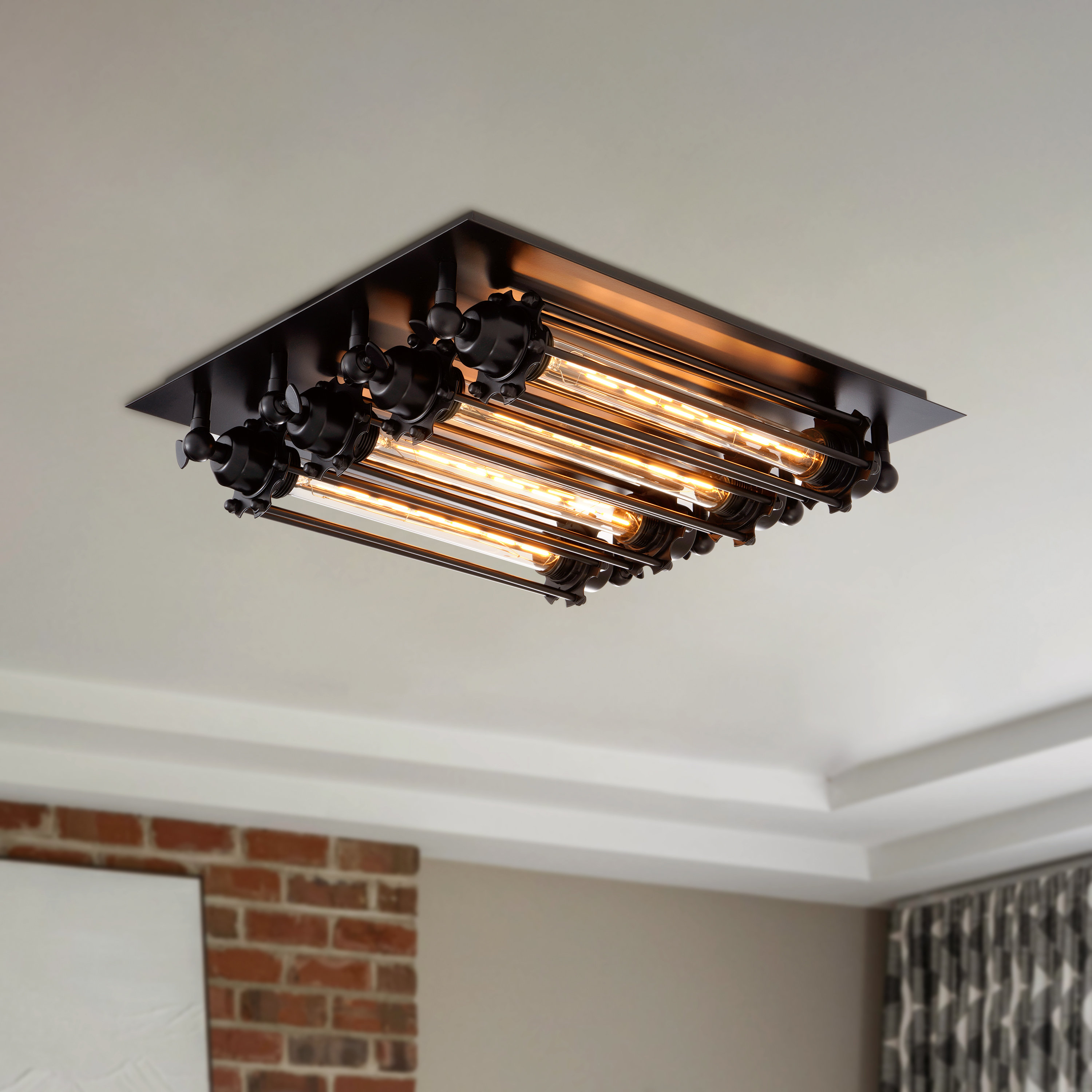 17 Stories 18.5" Industrial Steampunk Flush Mount Vintage Ceiling Light ...