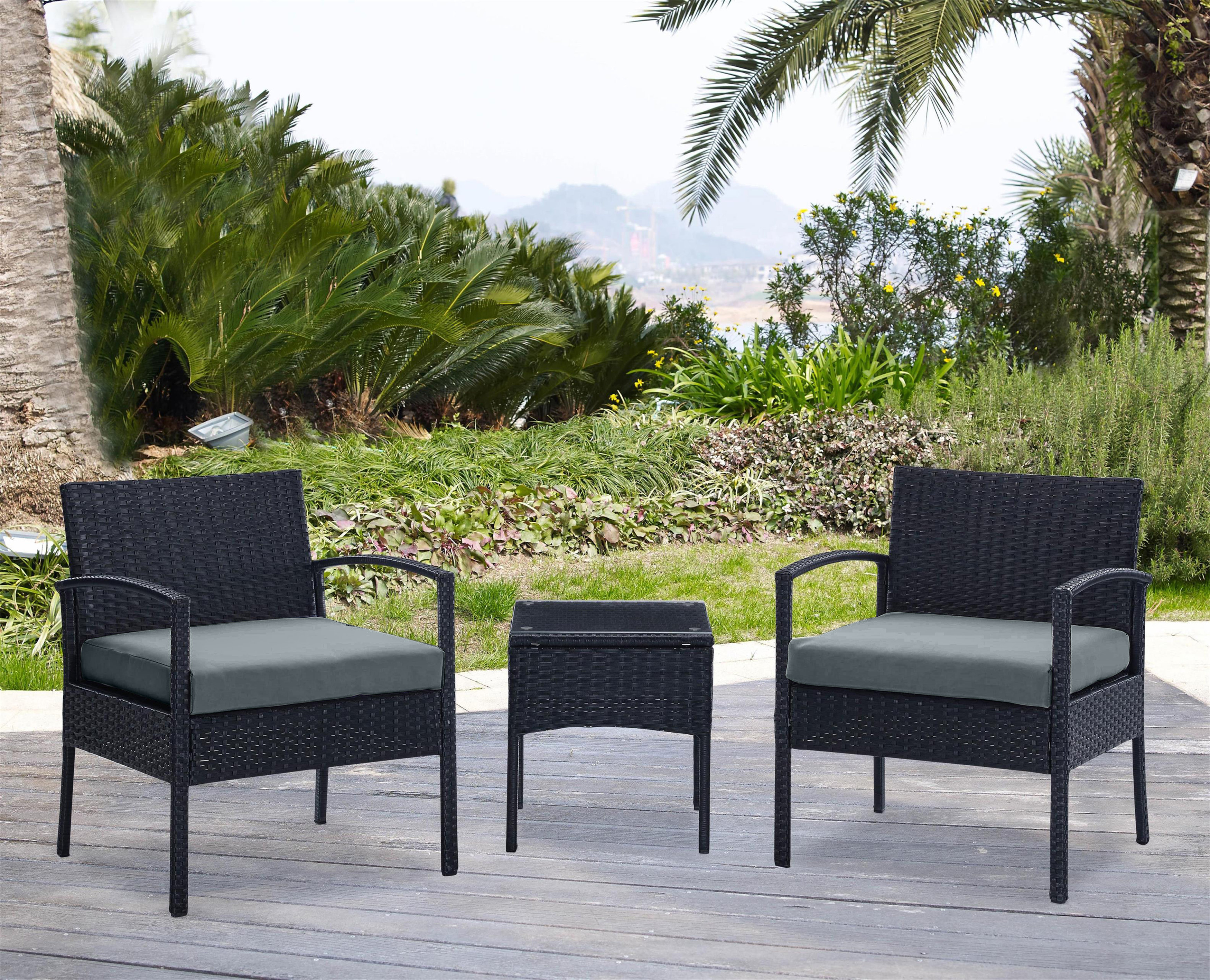 Manhattan Comfort Noli 2-Person Patio Conversation Sets with Cushions ...