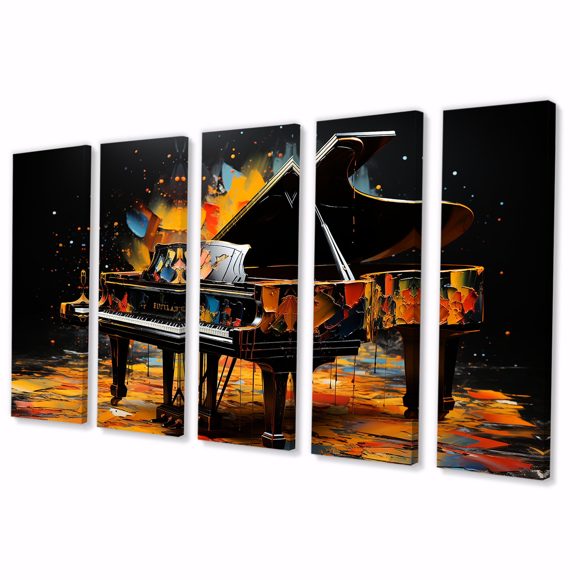 Dakota Fields Orange Graphite Piano Serenade - Music Piano 5 Piece Wall ...