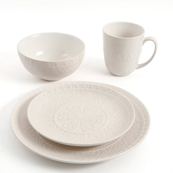 Gibson Elite Milanto 16 Piece Dinnerware Set, Cream & Reviews | Wayfair