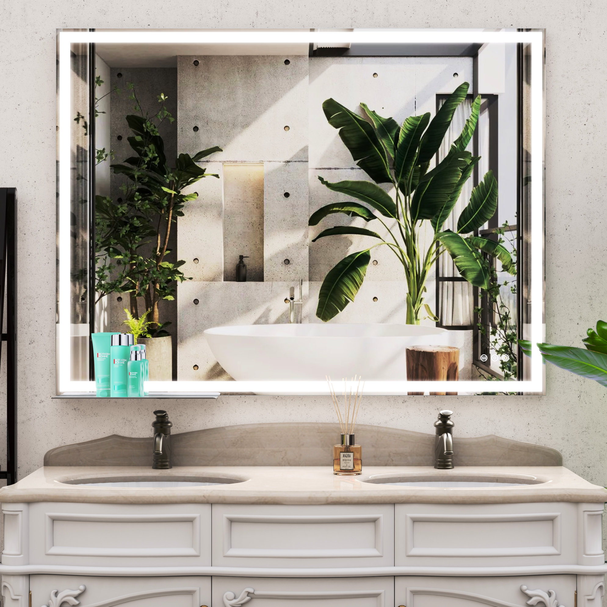 Orren Ellis 48X36 Inch Bathroom Mirror - Led Wall Mounted With Memory ...
