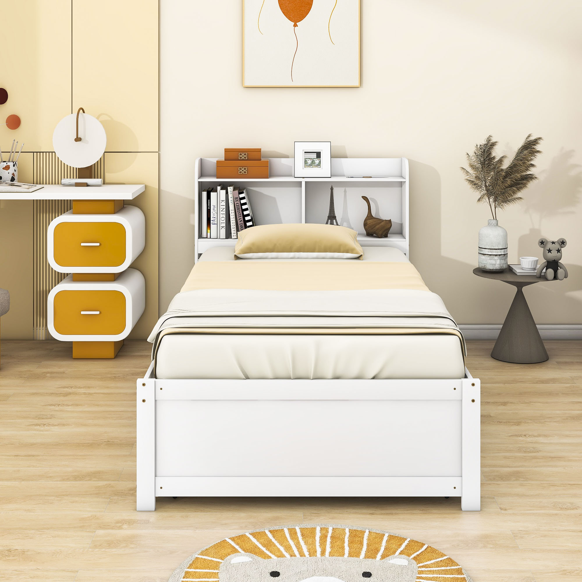 Red Barrel Studio Kiefus Twin Size Wood Platform Bed with Twin Size ...