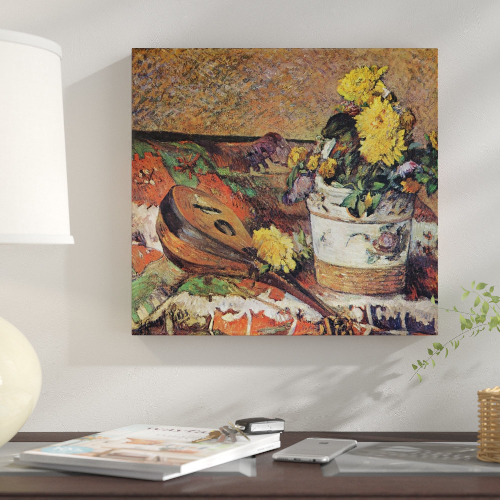 East Urban Home 'Mandolin and Pot of Flowers' Print on Canvas - Wayfair ...
