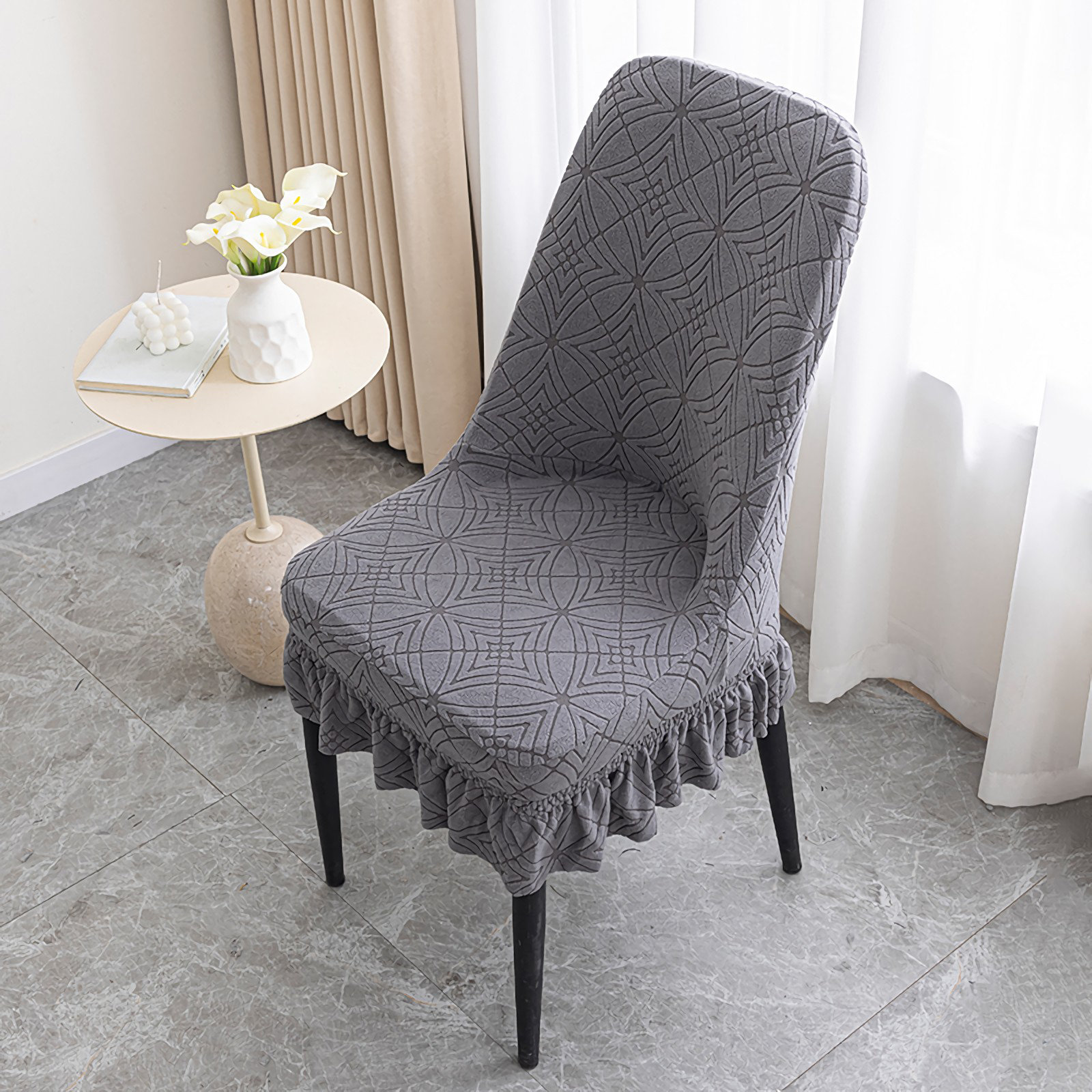 ACHERNAR LLC Elastic Thickened Full Wrap Dining Chair Cover For Curved ...