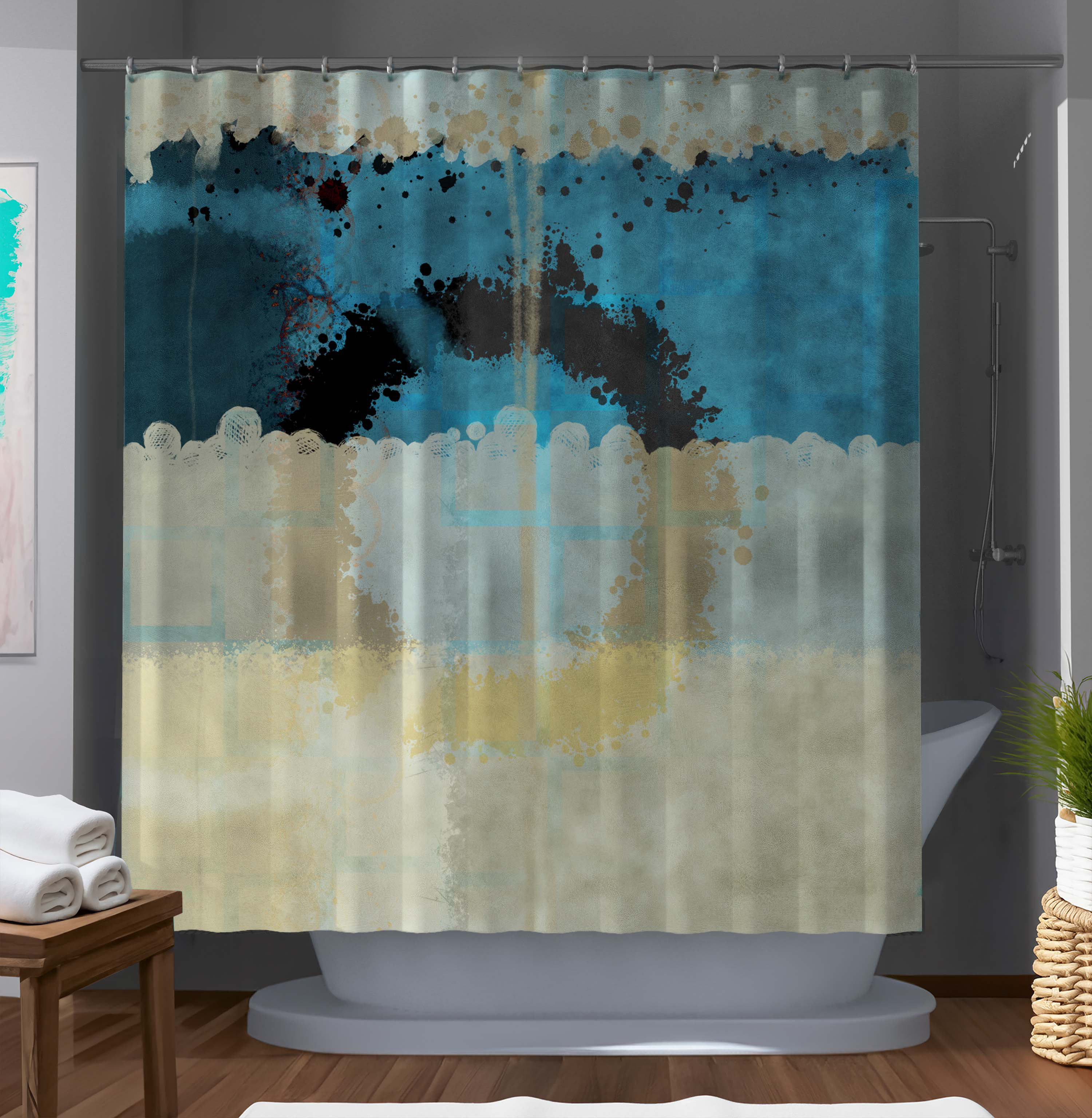 East Urban Home Caradoc Abstract Shower Curtain | Wayfair