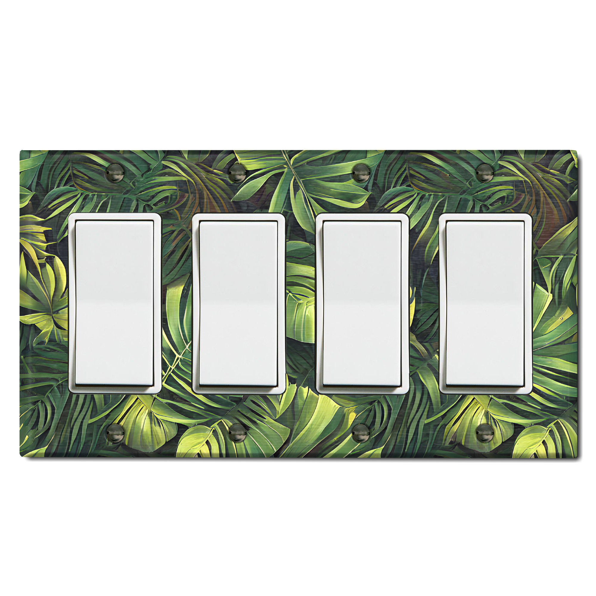 WorldAcc Metal Light Switch Plate Outlet Cover (Green Jungle Plant ...