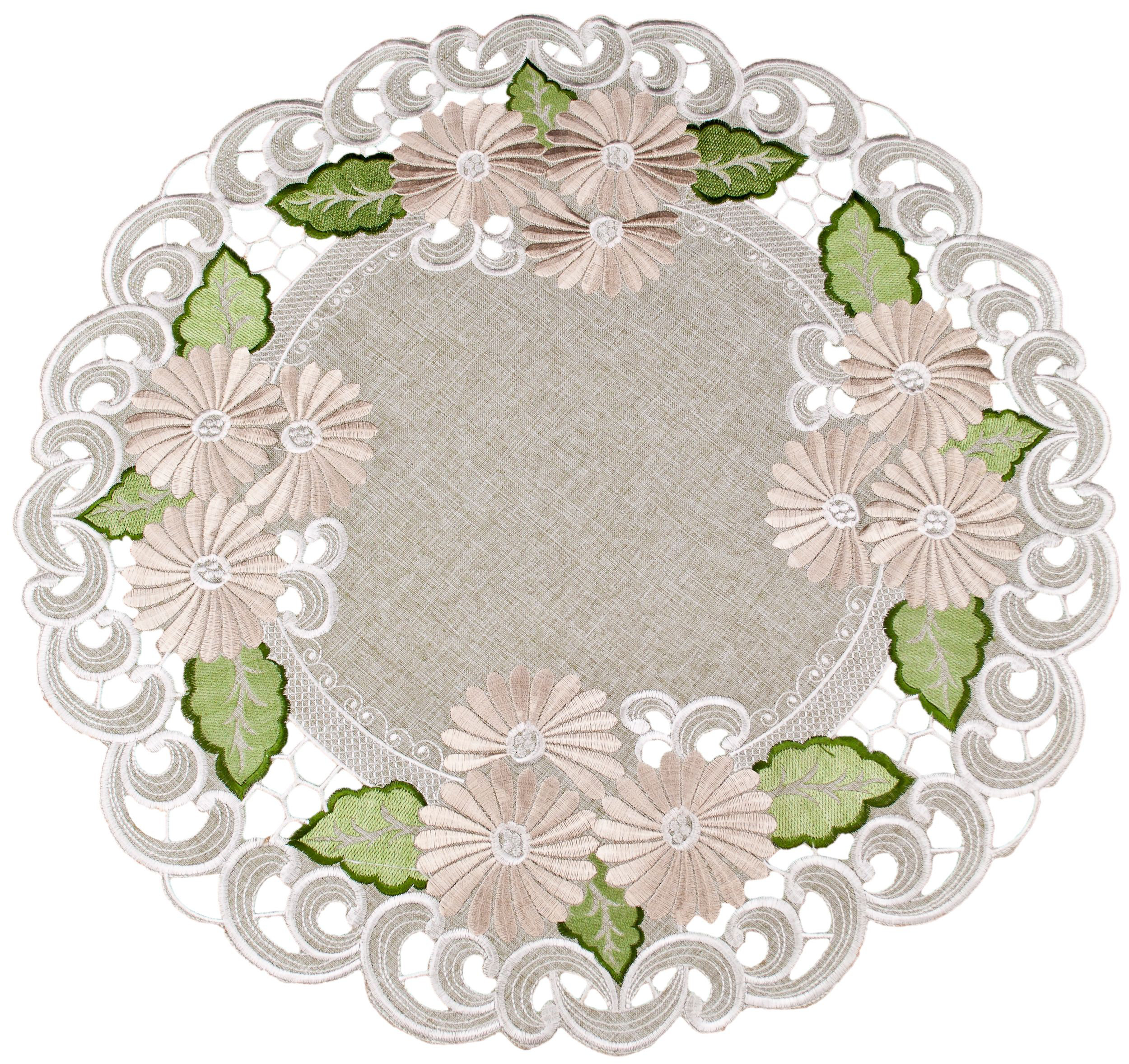 Ophelia & Co. Vannessa Fleur Latte Gold Daisy Sage Green Table Topper ...