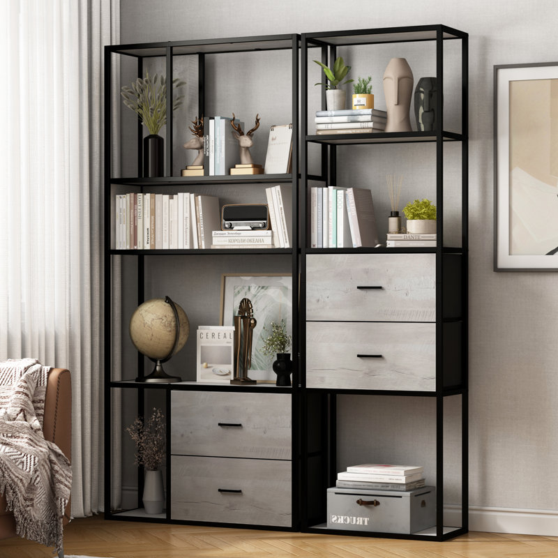 17 Stories Zela 2 Piece Geometric Storage Bookcase | Wayfair