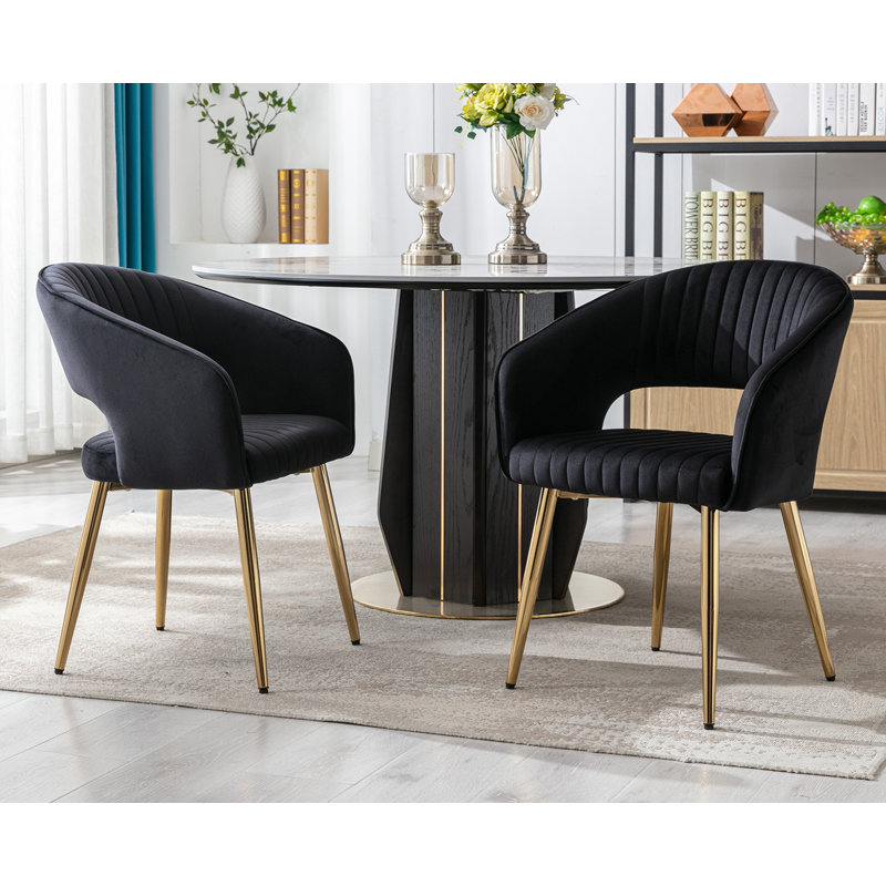 Everly Quinn Velvet Solid Back Arm Chair & Reviews | Wayfair