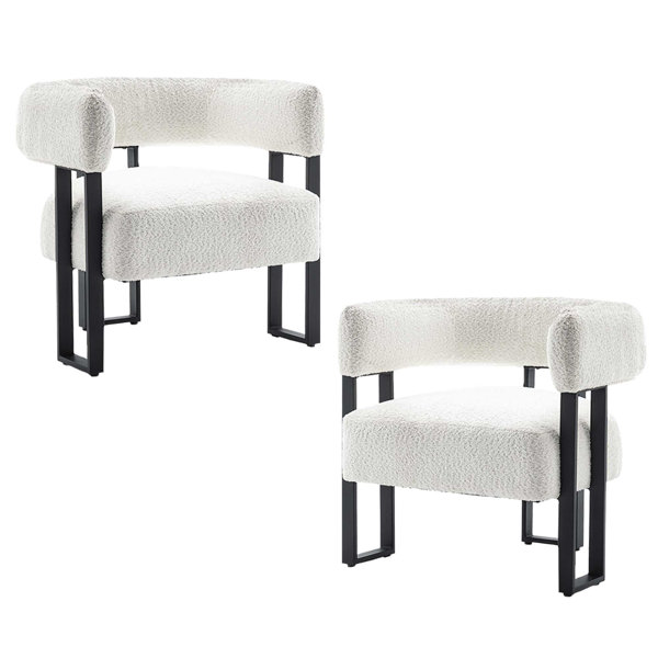 Latitude Run® Machai Full Assembled Upholstered Armchair Boucle Fabric ...