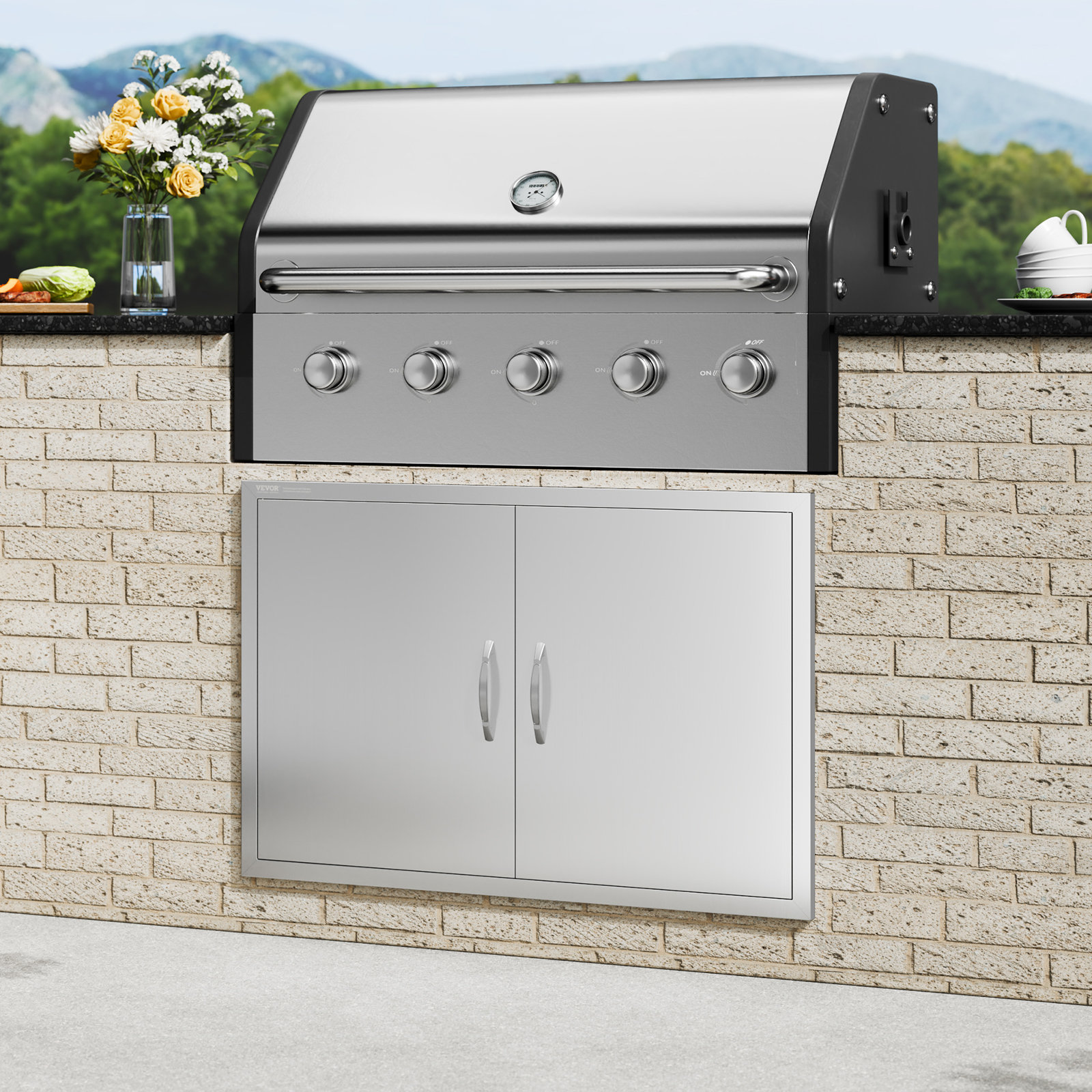 VEVOR 39x26 Inch BBQ Island Access Door Outdoor Kitchen Door Stainless ...