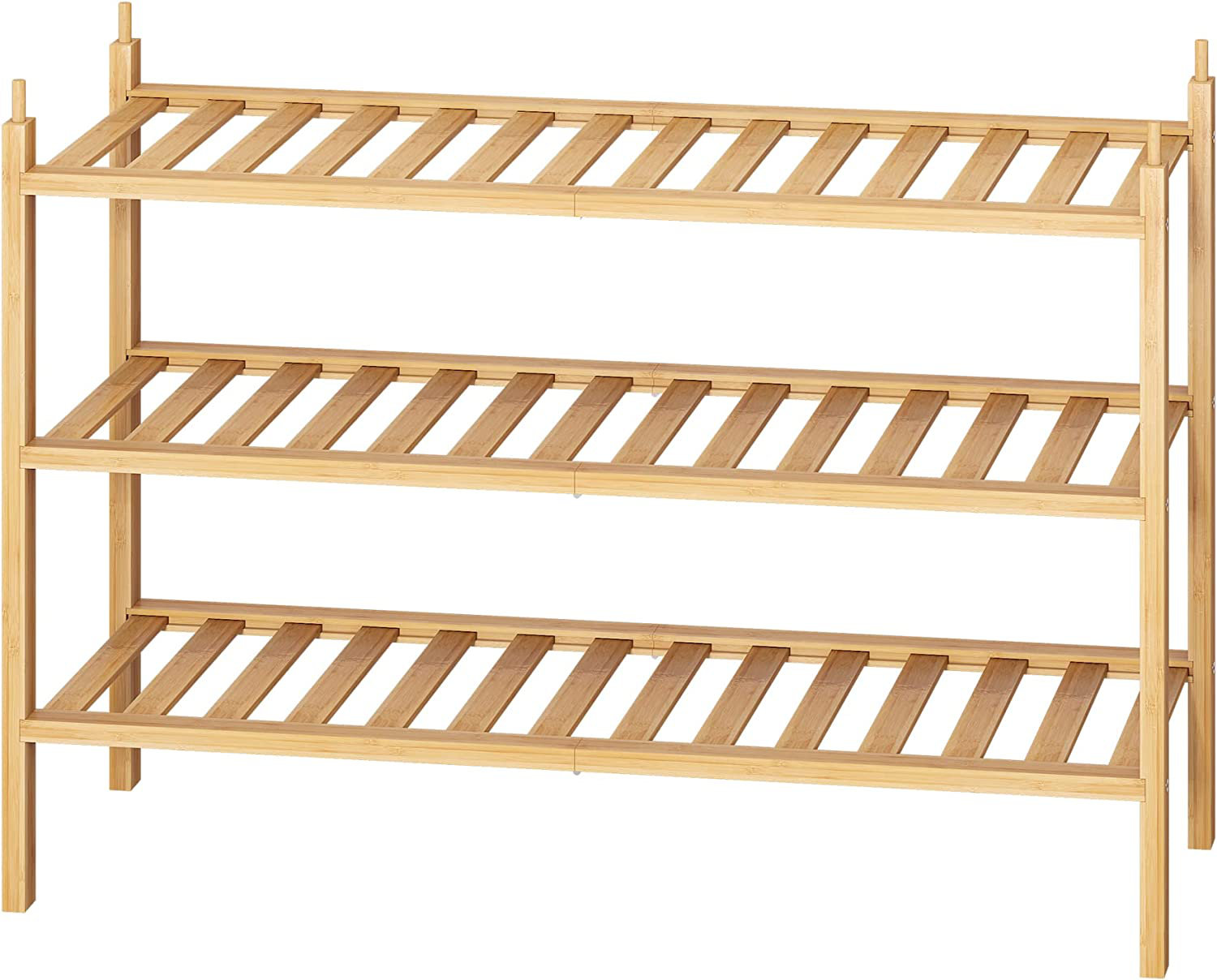 Rebrilliant Bamboo Shoe Rack Stackable Shoe Shelf Storage Organizer For ...