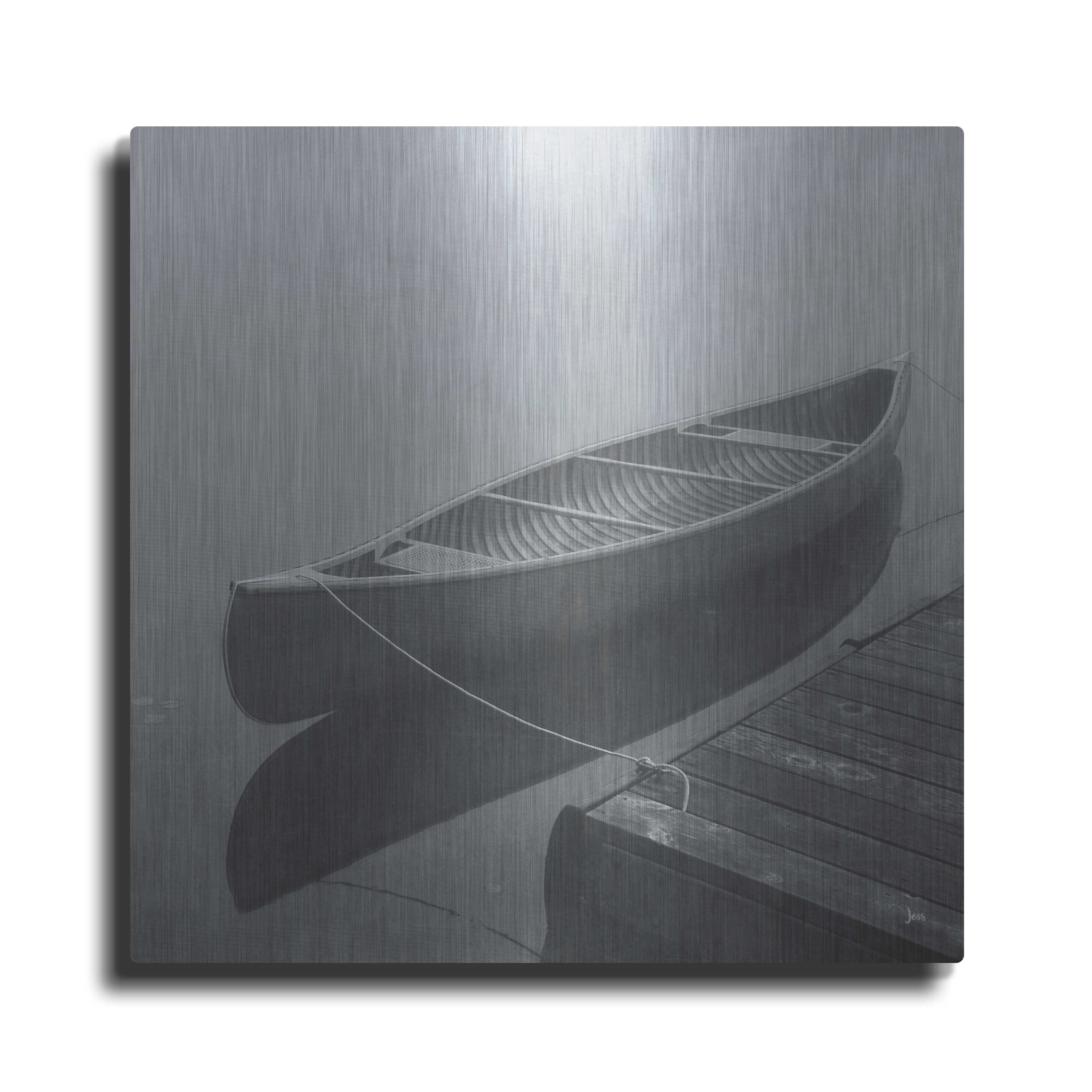 Longshore Tides " Calm Waters Canoe II BW " by Jess Aiken | Wayfair