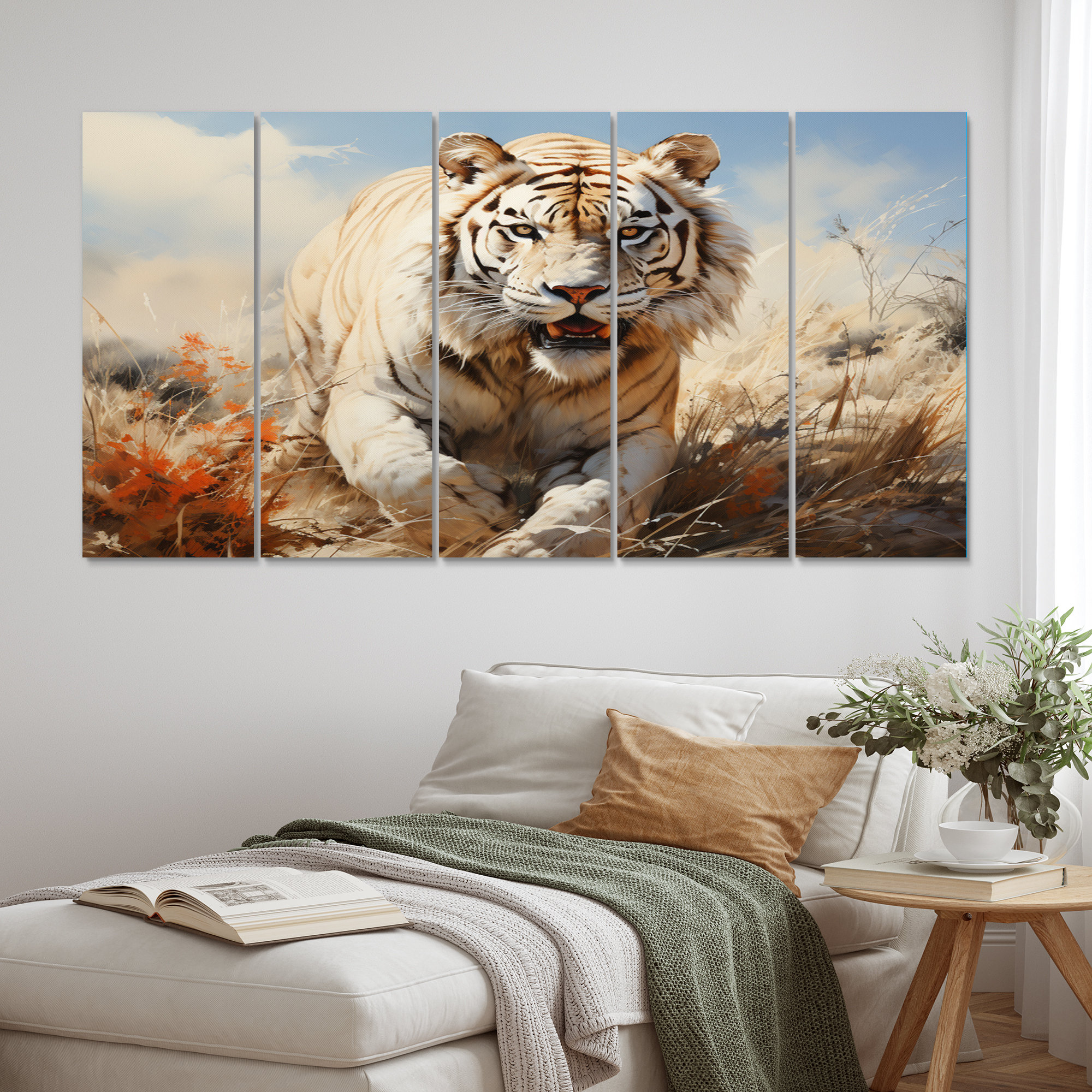 Dakota Fields White Tiger On A Vast Expanse Of Rolling Grassland I ...