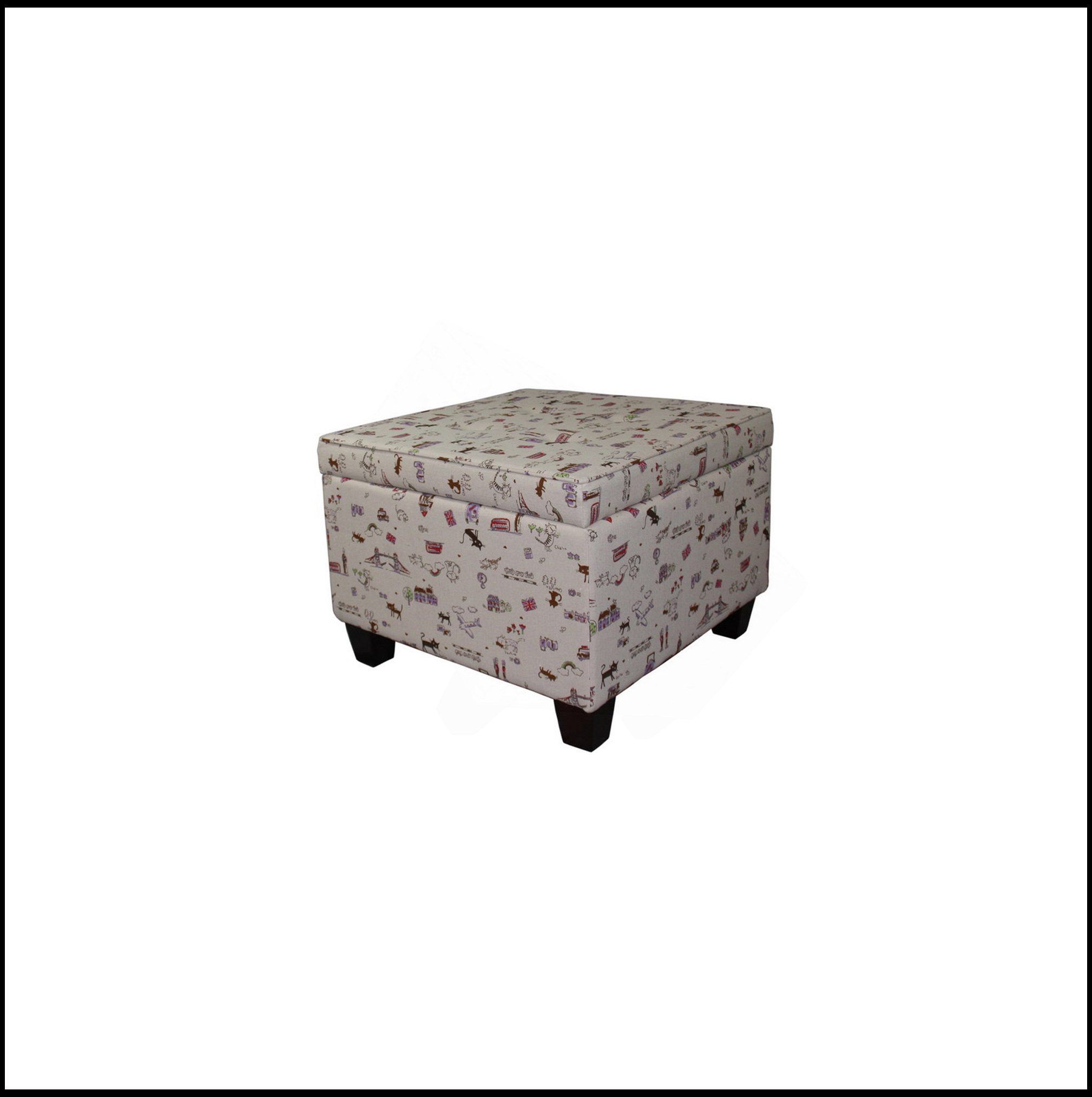 Ebern Designs Chic And Functional Tall Storage Ottoman With Kids Print ...