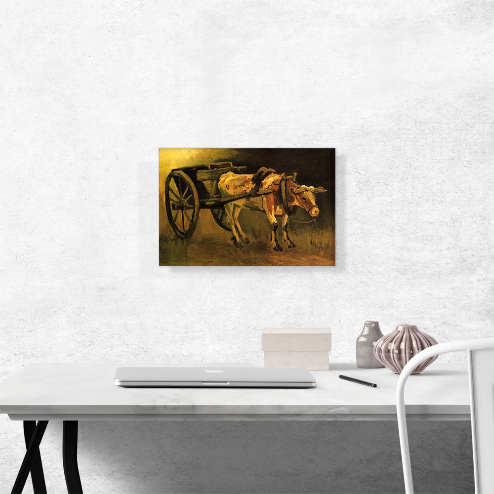 ARTCANVAS " Cart With Red And White Ox 1884 " by Vincent Van Gogh ...