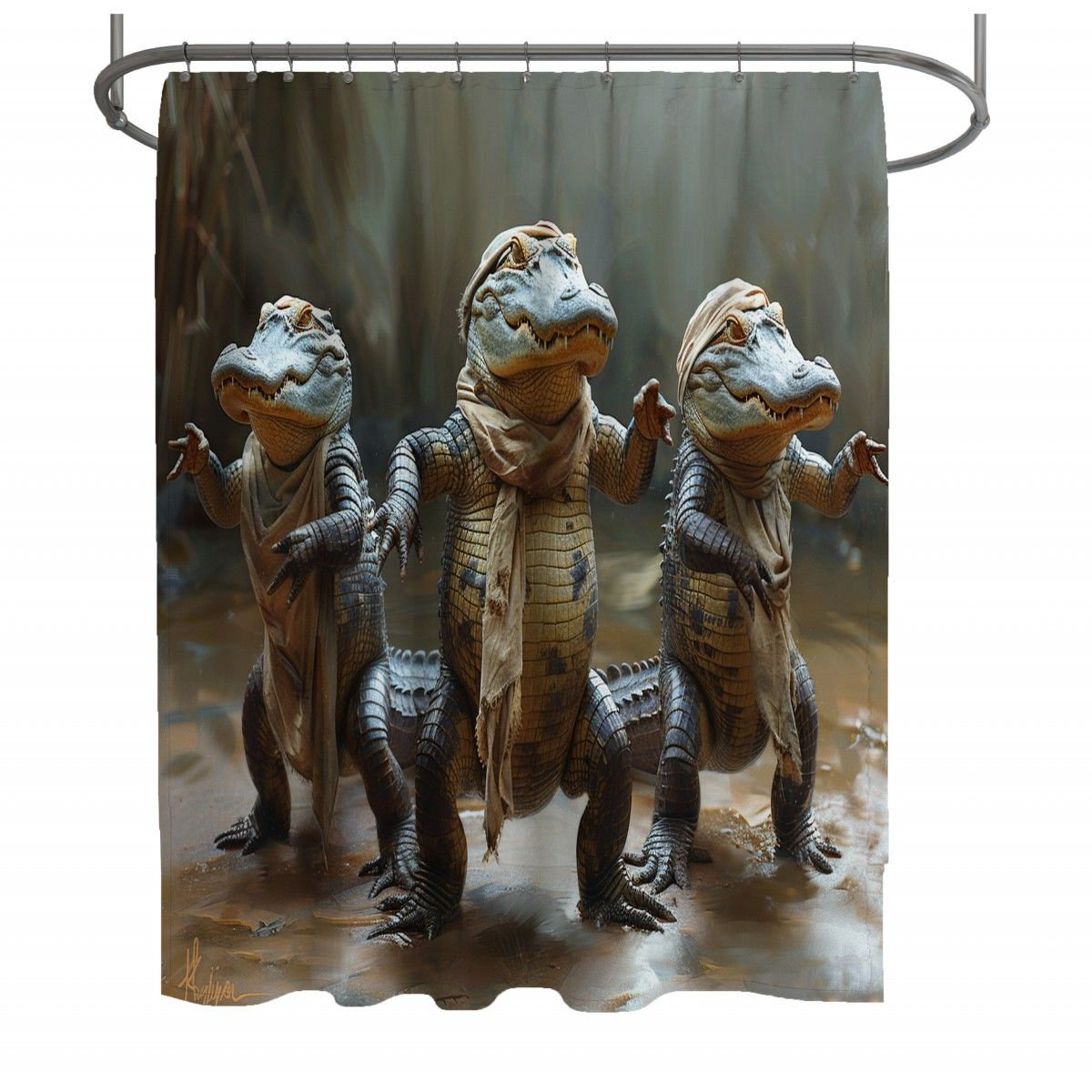 East Urban Home Alligator Trio Shower Curtain - Artwork Bathroom Decor_12947 - Wayfair Canada