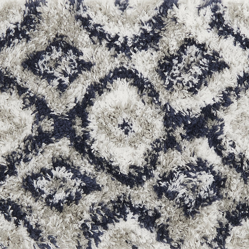 Nautica Geometric Shag Gray/Navy Area Rug & Reviews | Wayfair