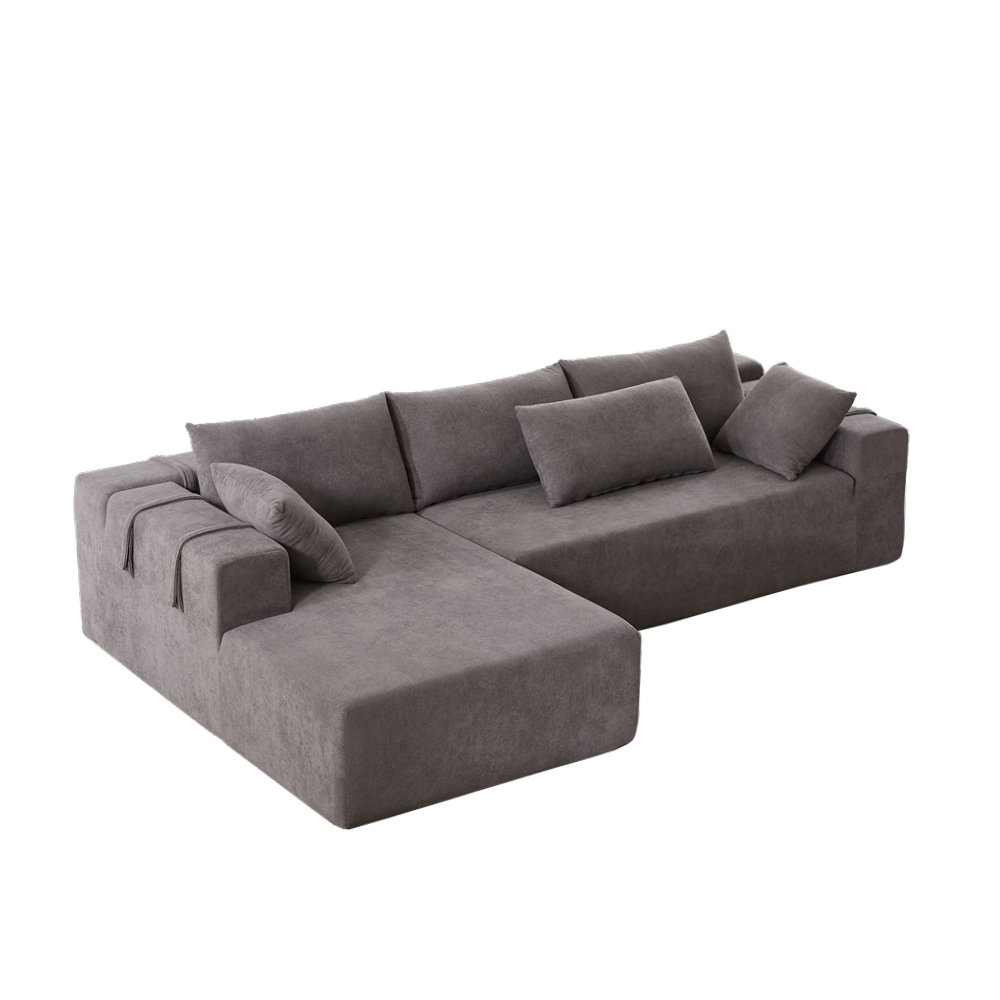 Latitude Run® Chenille Upholstered Sectional Left Chaise Sofa With 6 ...