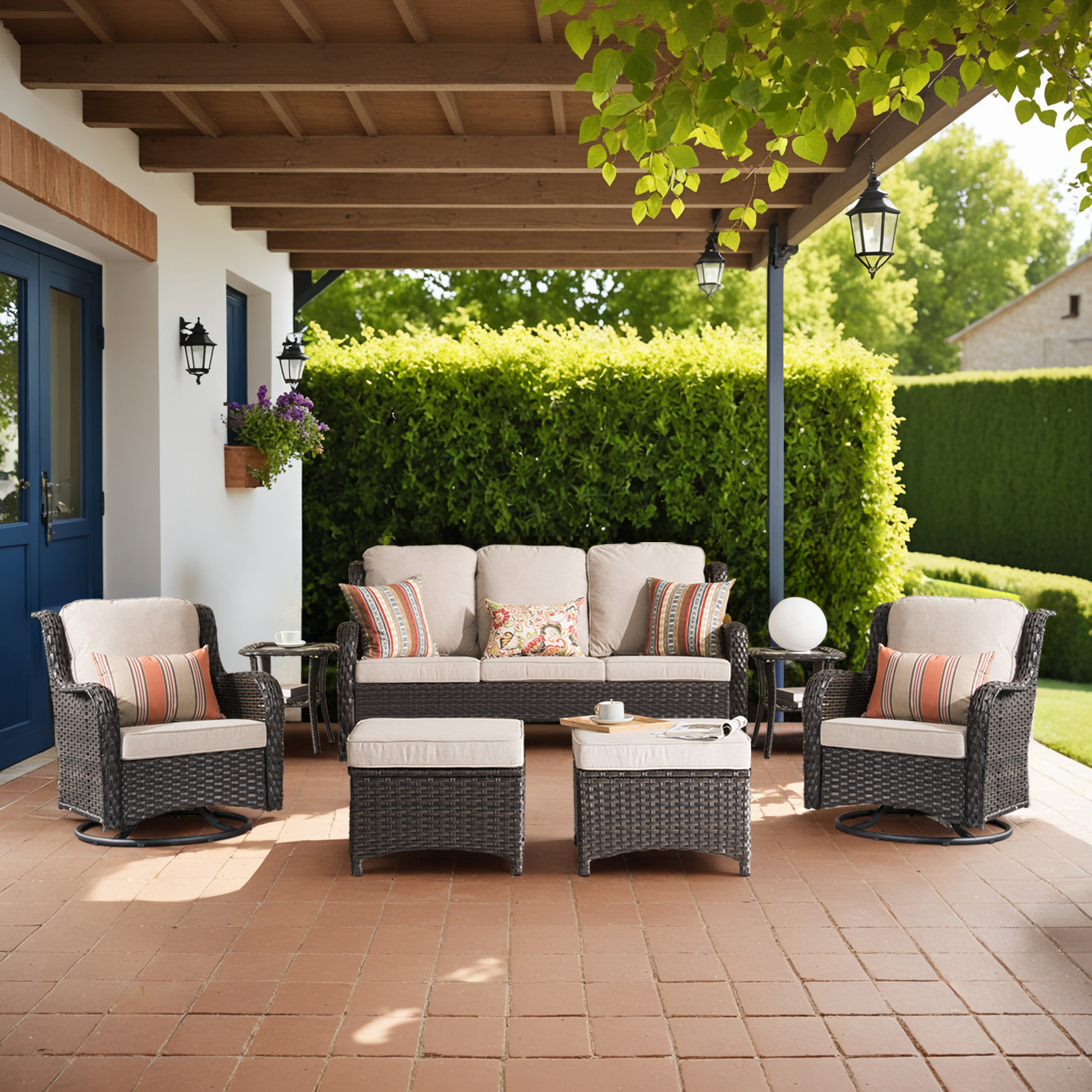 Lark Manor Tommy 5 -Person Outdoor Seating Group With Cushions ...