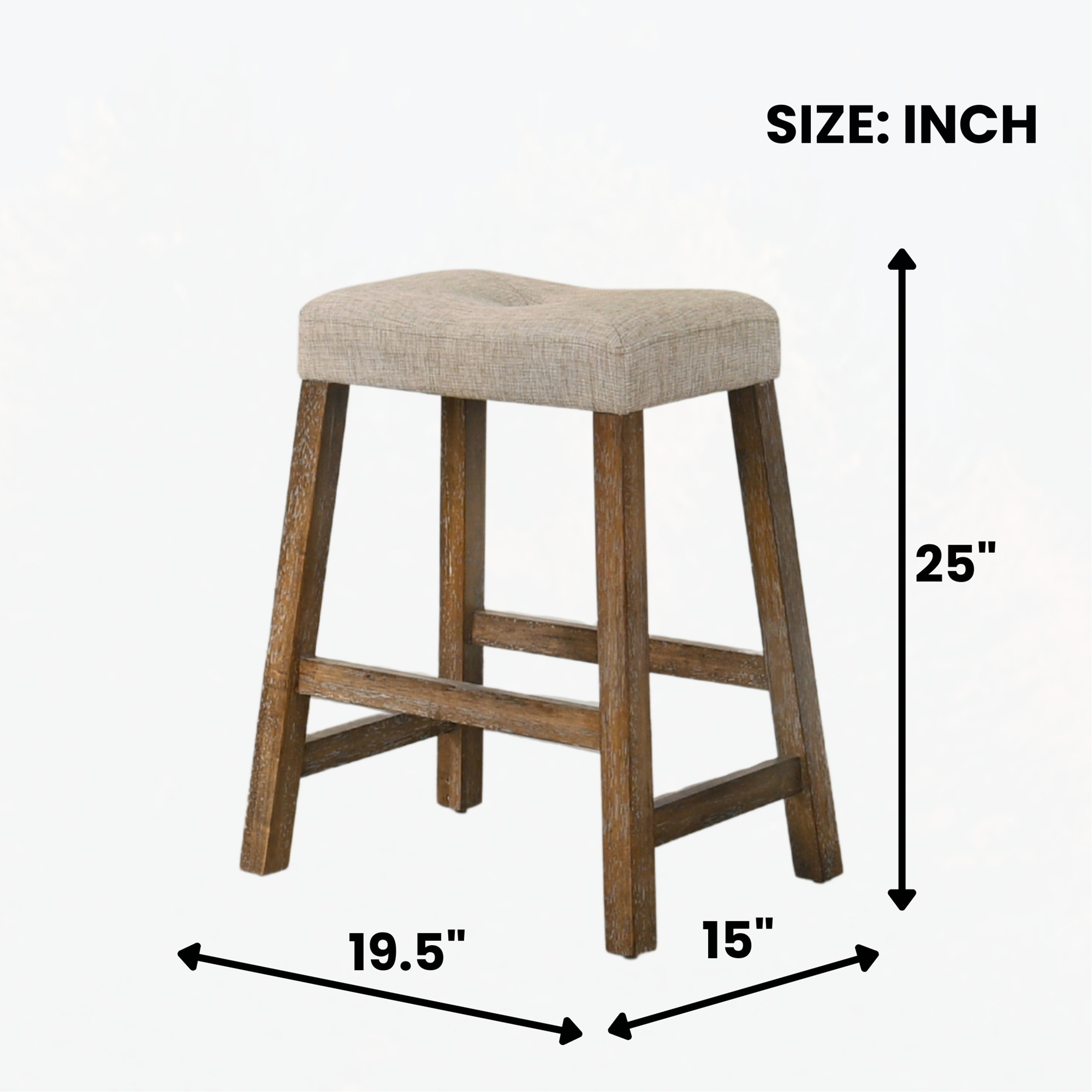 Lark Manor™ Rustic Backless Counter Stool Set Of 2 – 25 Inch Wooden Farmhouse Barstool With Sand ...