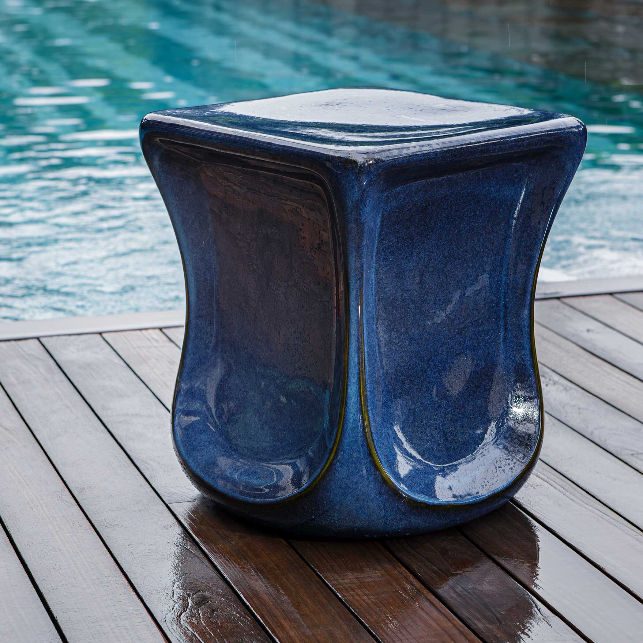 Latitude Run® Kaz Deep Blue Garden Stool | Wayfair