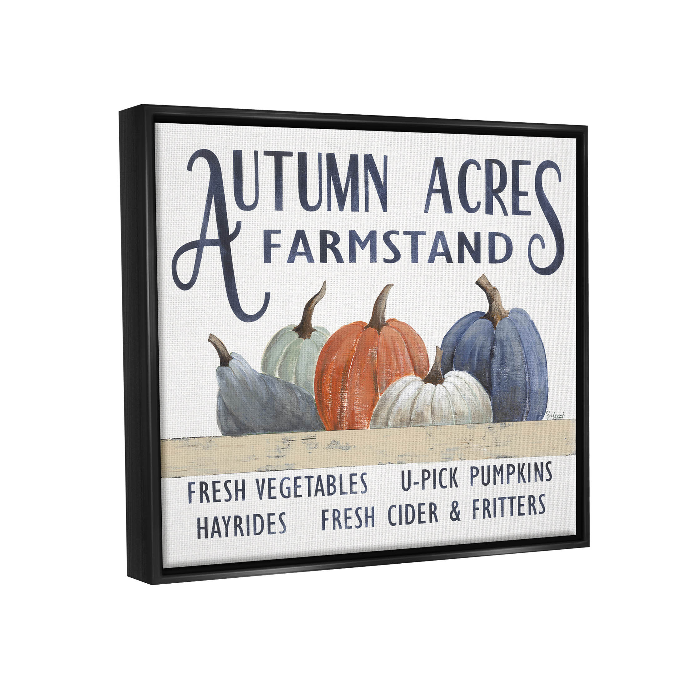 Trinx Autumn Acres Farmstand Fall Signage - Floater Frame Graphic Art ...