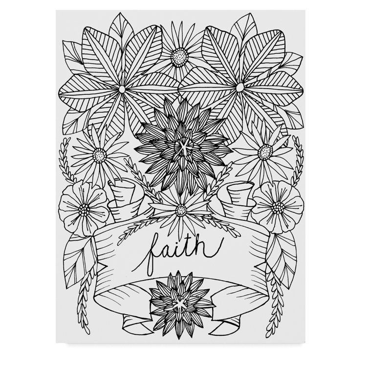 Ebern Designs Faith Line Art On Canvas by Laura Miller Print | Wayfair