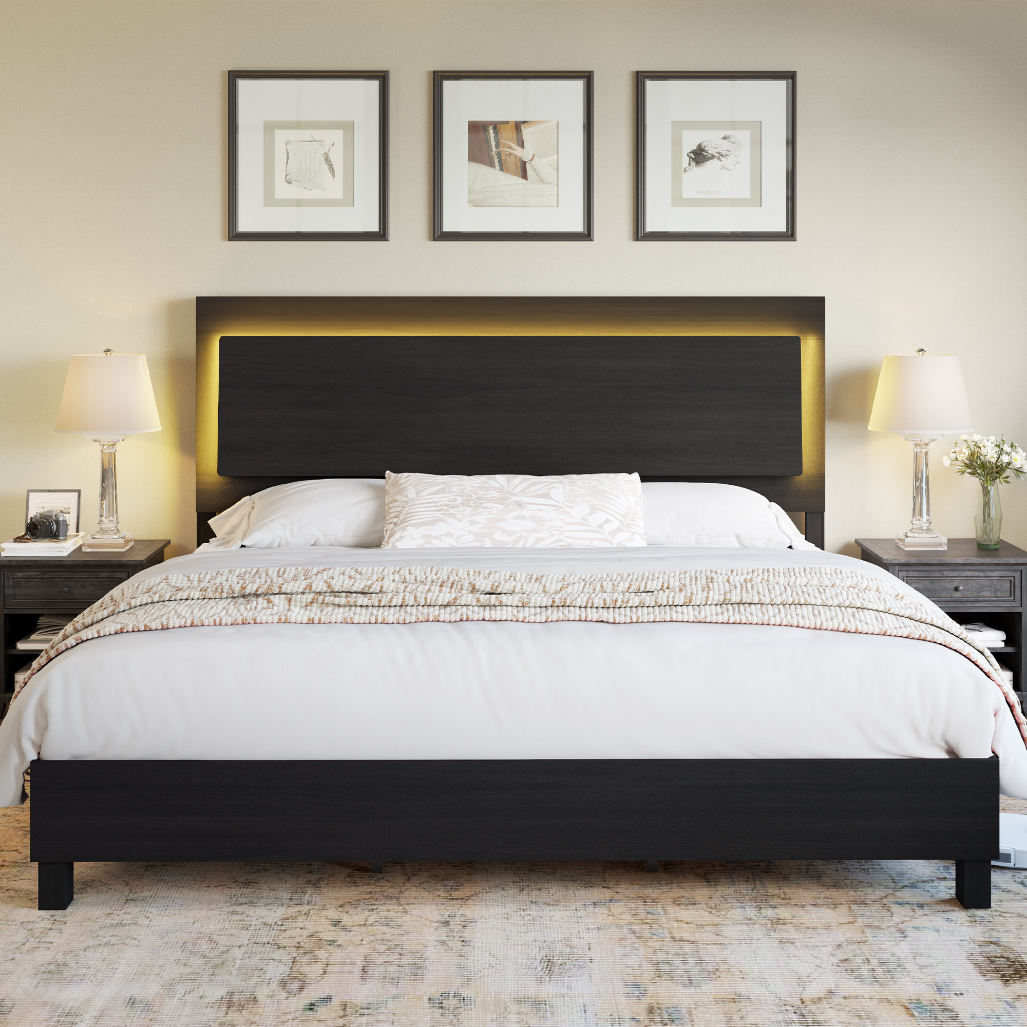 Trent Austin Design® Tryston Wood Bed Frame with LED Headboard ...