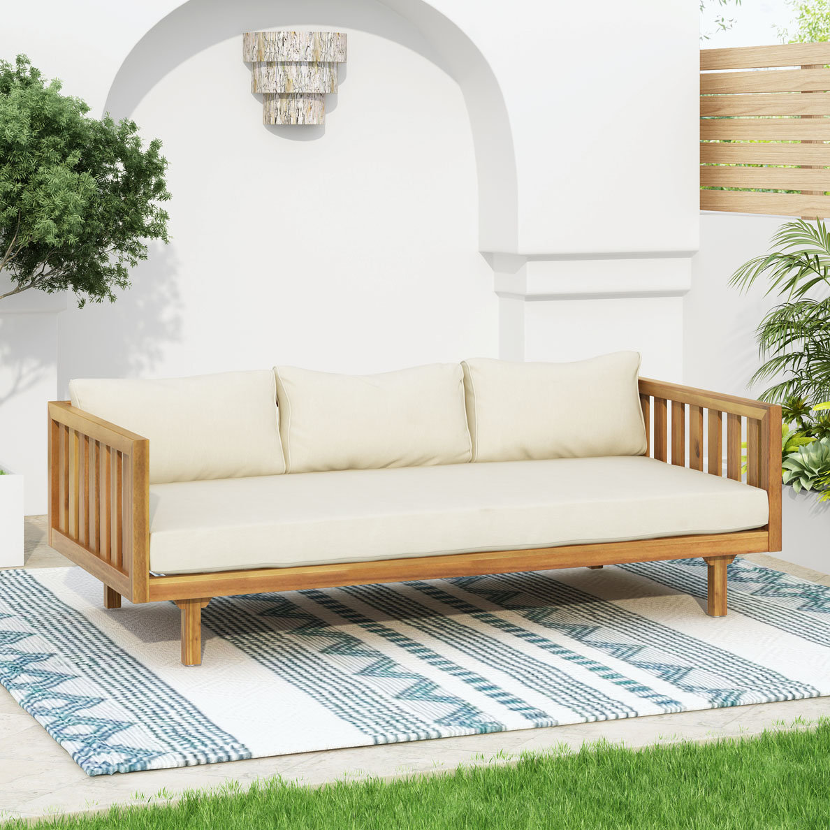 Lark Manor Outdoor Wooden Sofa - Wayfair Canada