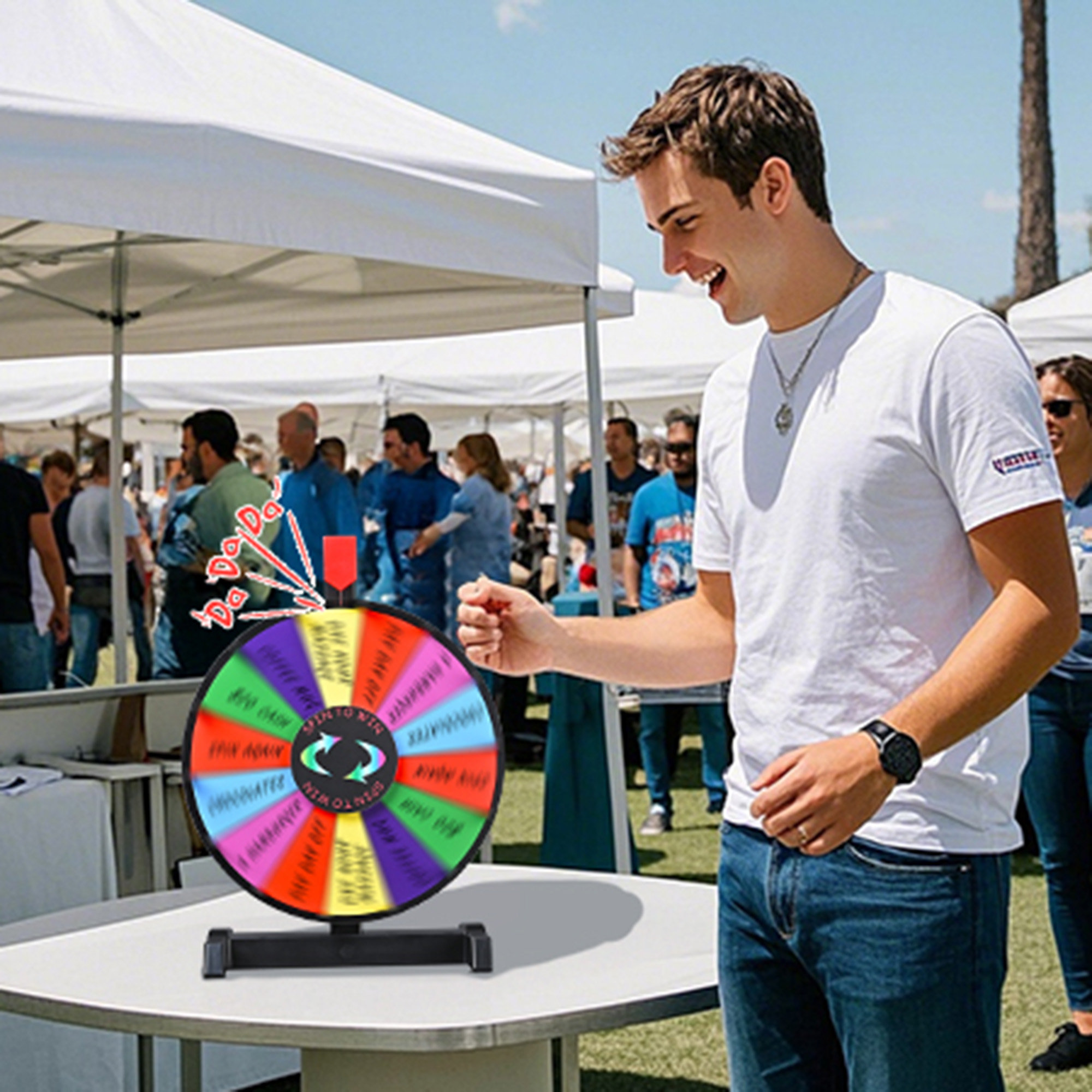 WinSpin 12" Prize Wheel Tabletop Heavy Duty Editable Spinning Wheel for ...