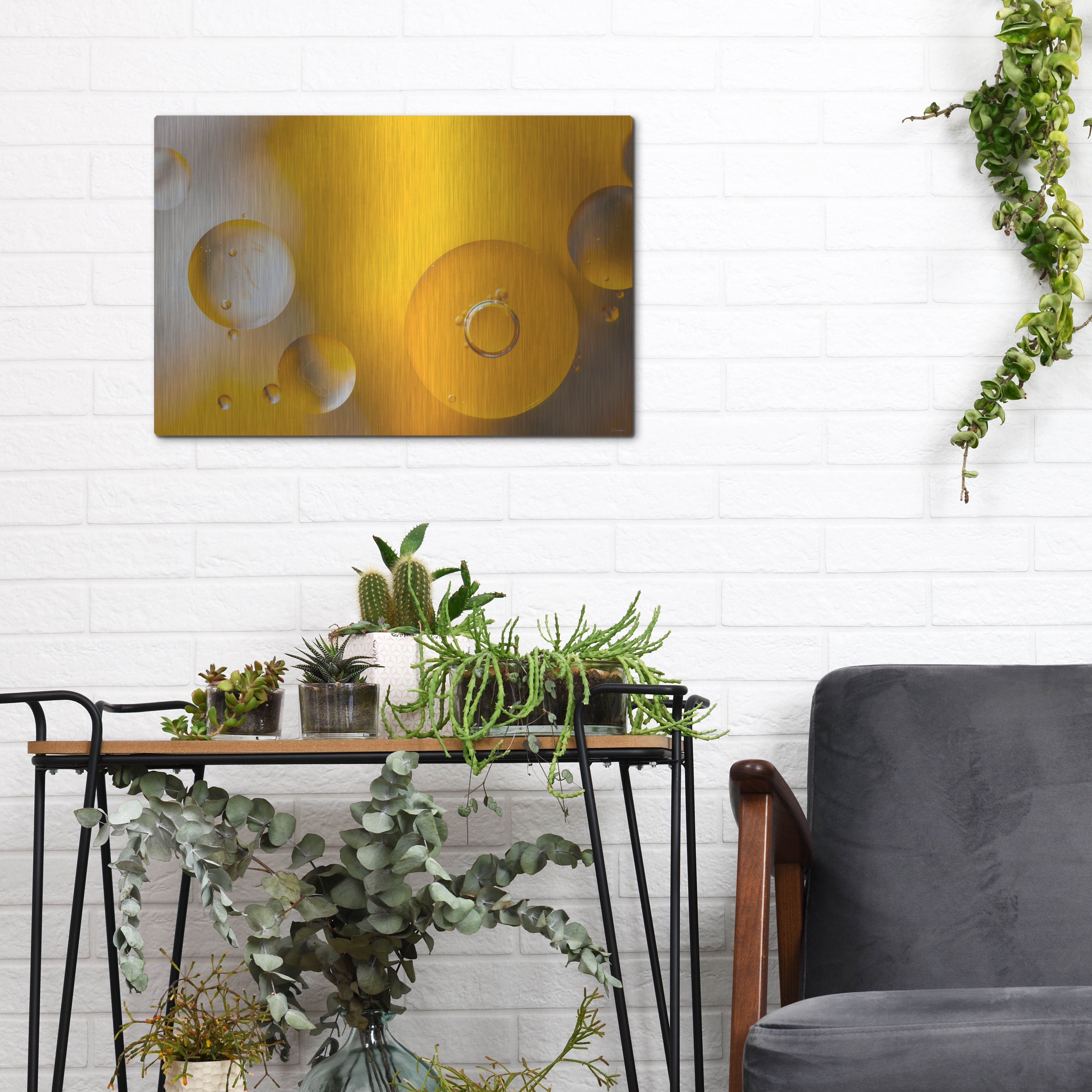 Ebern Designs 'Oil And Water 04' by Gordon Semmens Metal Wall Art | Wayfair